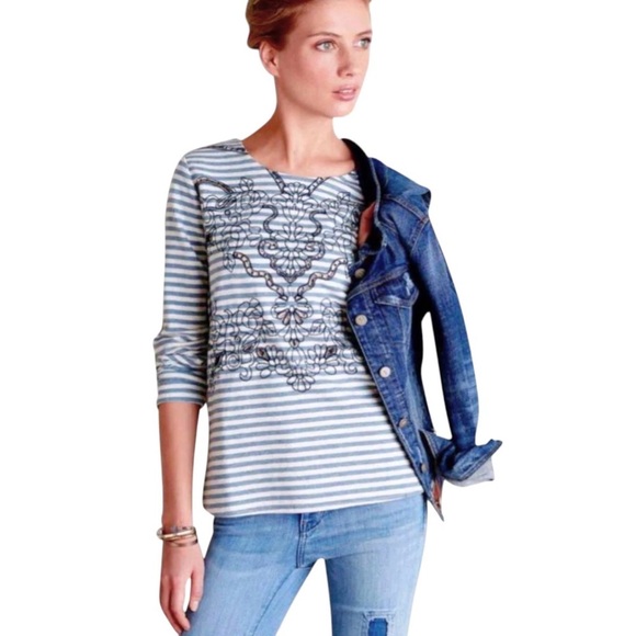 Anthropologie | Tops | 98 Anthropologie First Mate Top Large 1 12 Blue ...